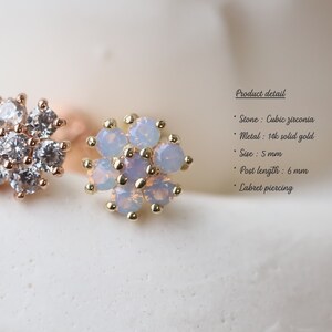 Super Tiny Flower 18 Gauge Flat Back Labret Piercing,delicate Gold ...