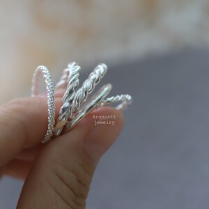 925 Sterling Twist Silver Ring,cutting Texture Single Silver Stacking Ring,skinny Ring in ...