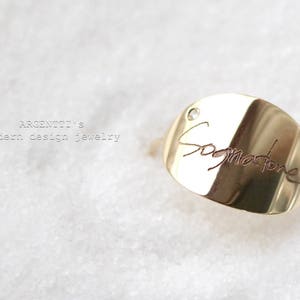 14k Solid Gold Personal Handwriting Engraved ,personalized Handwritten ...