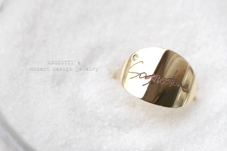 14k Solid Gold Personal Handwriting Engraved personalized - Etsy