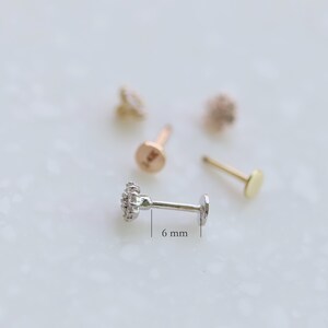 Super Tiny Flower 18 Gauge Flat Back Labret Piercing,delicate Gold ...