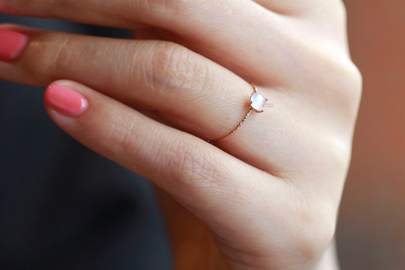 14k Gold October Birthstone Ringbirthstone Stackablethin - Etsy