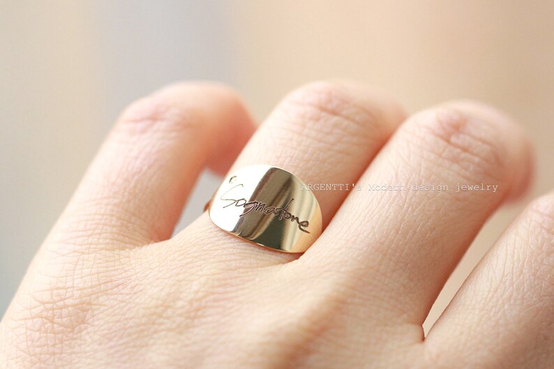 14k Solid Gold Personal Handwriting Engraved personalized - Etsy