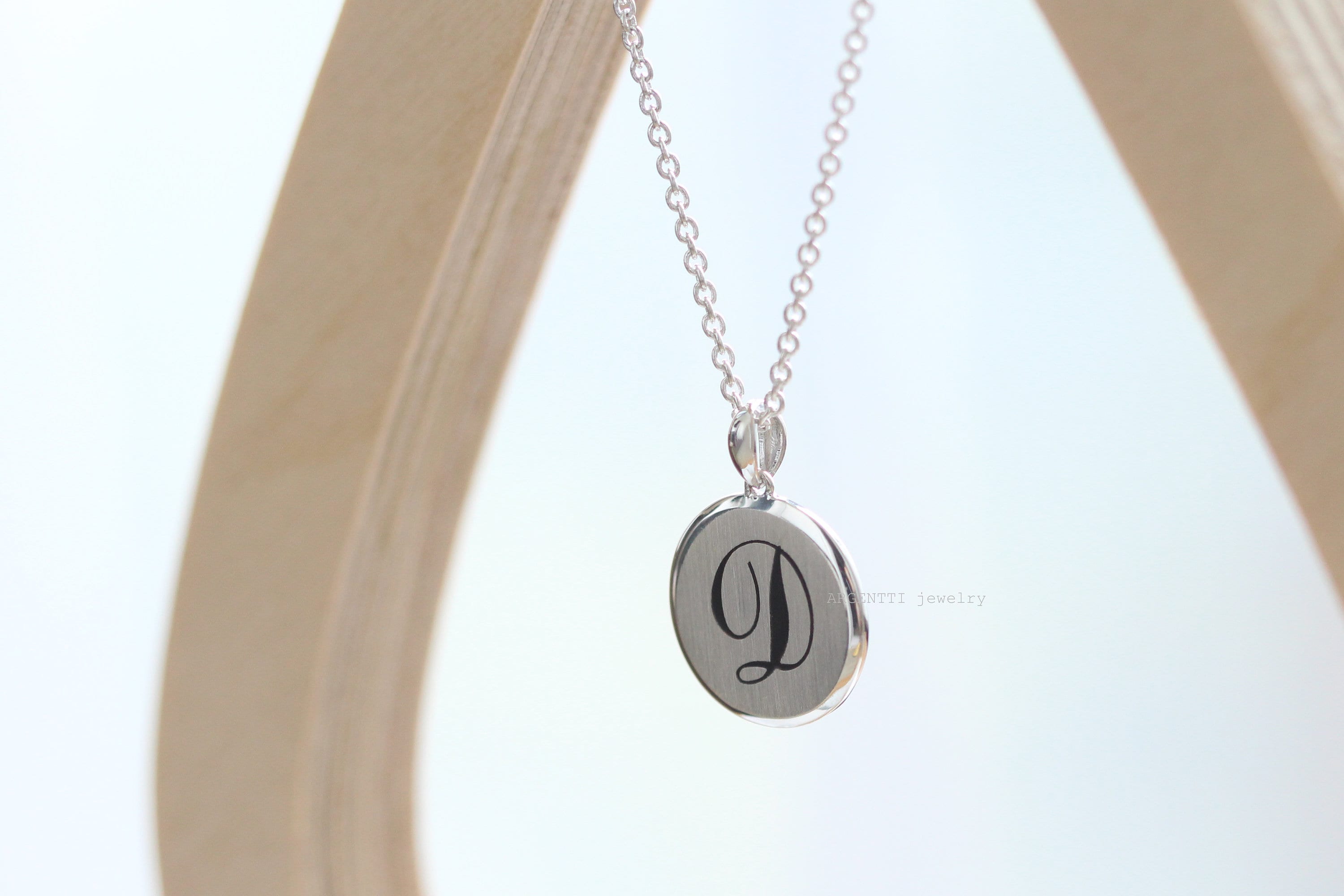 925 Sterling silver initial charms round disc charm | Etsy