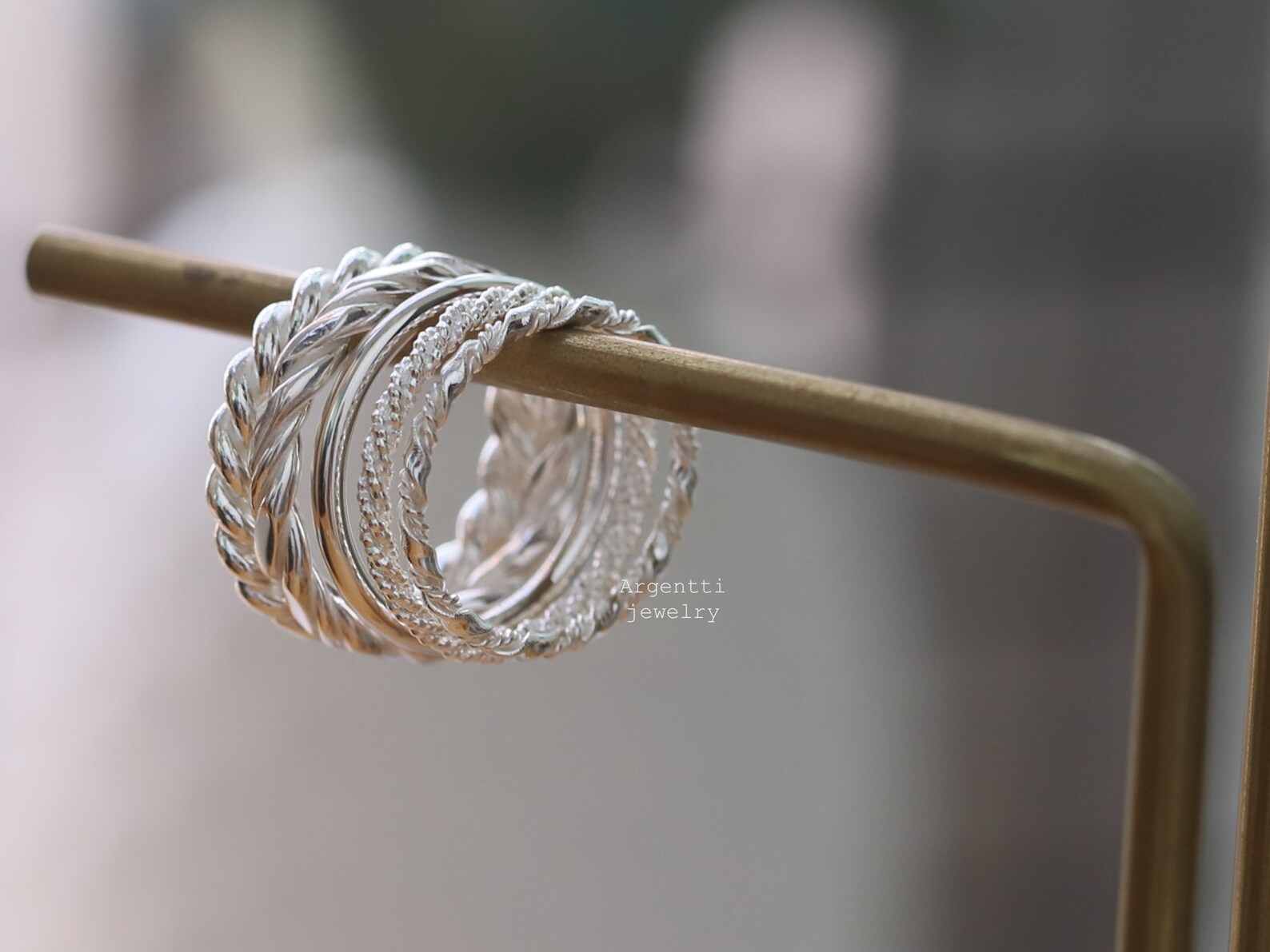 925 Sterling Twist Silver Ring,cutting Texture Single Silver Stacking ...