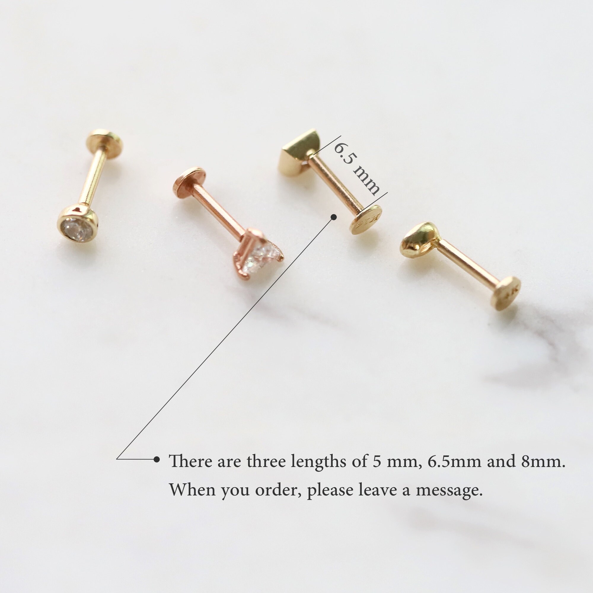 18 Gauge Internally Threaded Earring flat Back Labret | Etsy