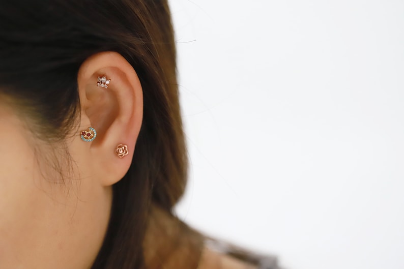 18G Delicate Flat Back Labret,delicate Gold Labret Piercing,helix ...