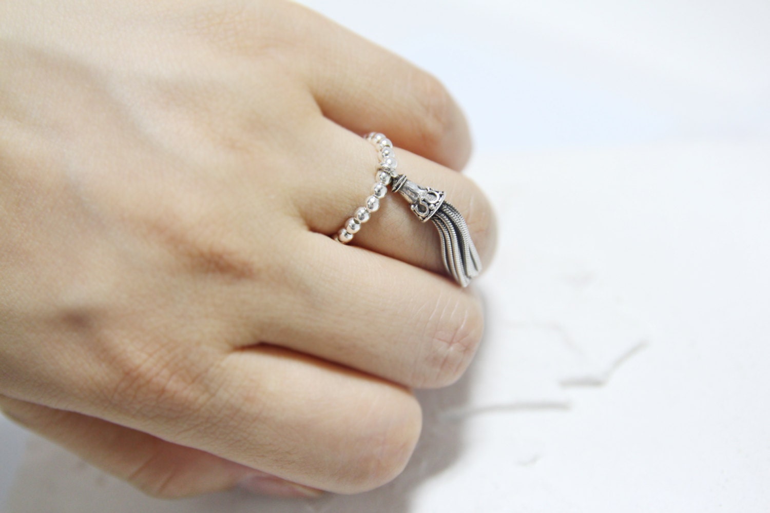 Sterling Silver Tassel Fringe Ringstassel Ringscustomized | Etsy