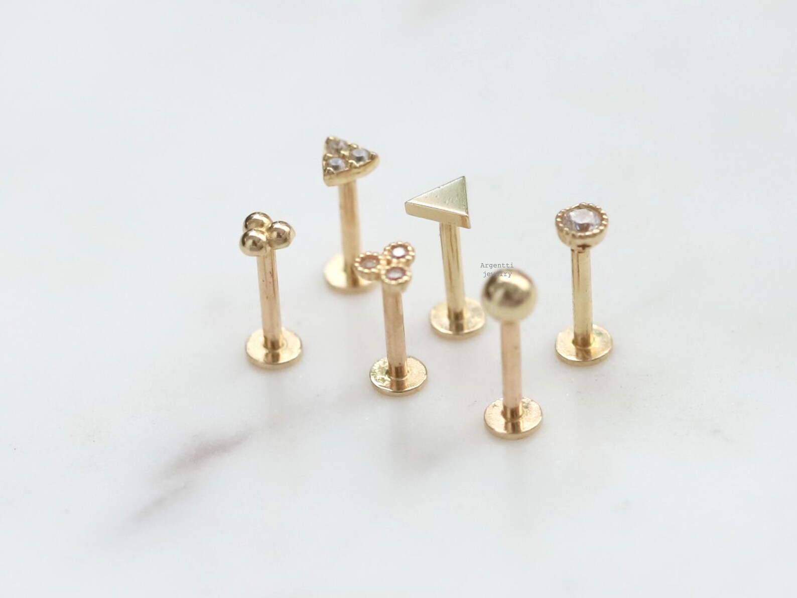 Super Tiny 18 Gauge Flat Back Labret Internally Threaded,delicate Gold ...