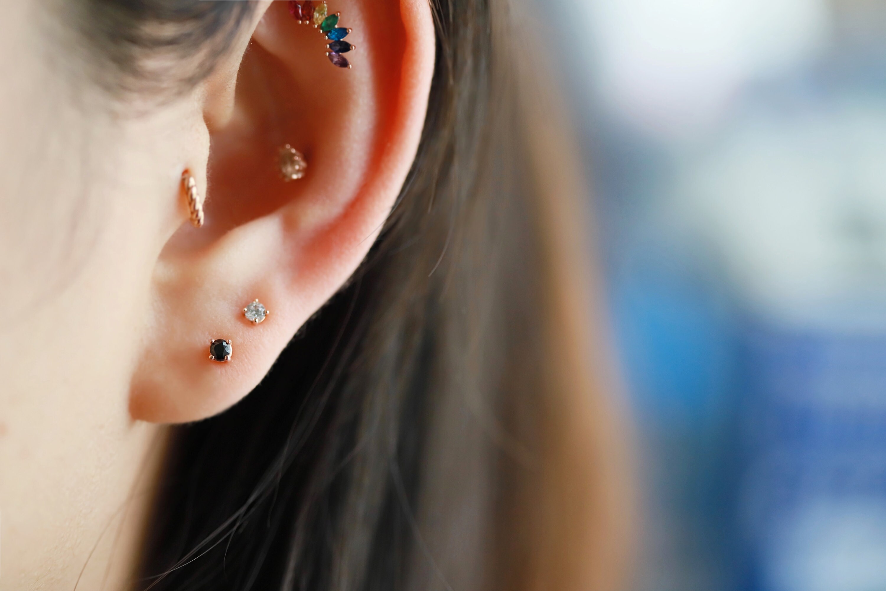 Pequeño calibre 18 flat back labret piercingDelicado oro | Etsy