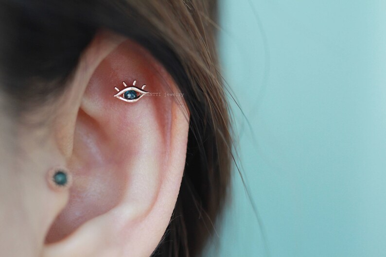 14k Delicate Evil Eye Screw Back Earring,14k Delicate Golden Earrings ...