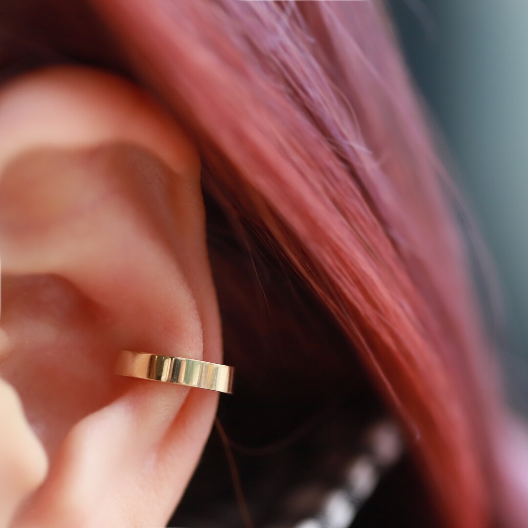 14k Solid Gold Ear Cuff,simple Earring,single Earring,minimalist ...