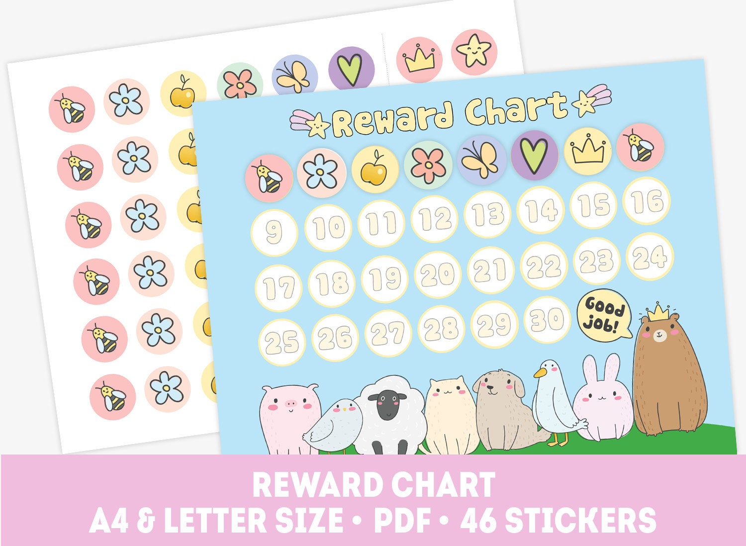 Cute Kids Reward Chart Printable Behavior Chart for Boys and | Etsy