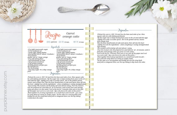 Bewerkbare kookboek recept sjabloon recept pagina's | Etsy