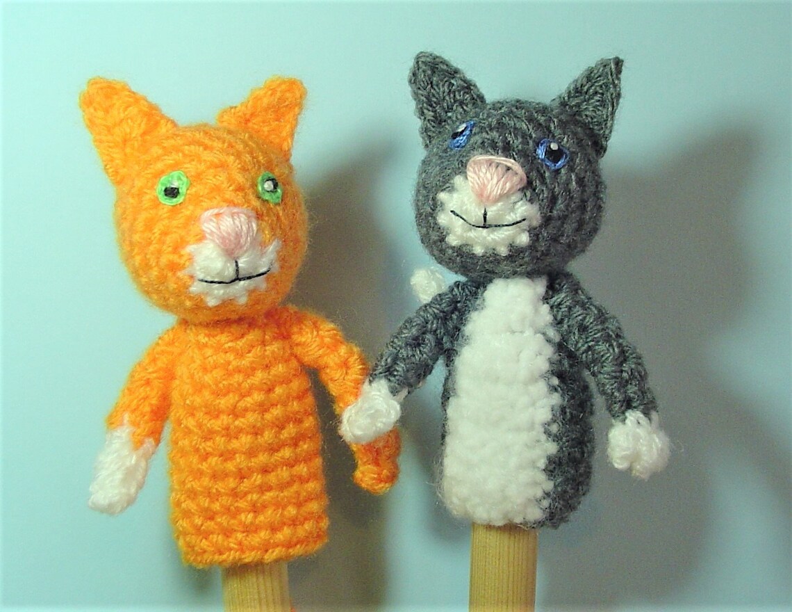 Three Sweet Little Cat Finger Puppets Crochet PATTERN | Etsy