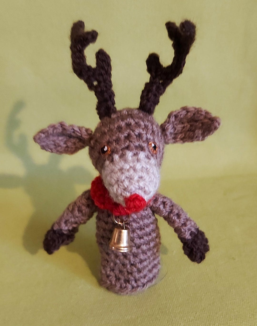 Rudolf the Red-nosed Reindeer Finger Puppet. Hand Made in the UK. 9cm ...