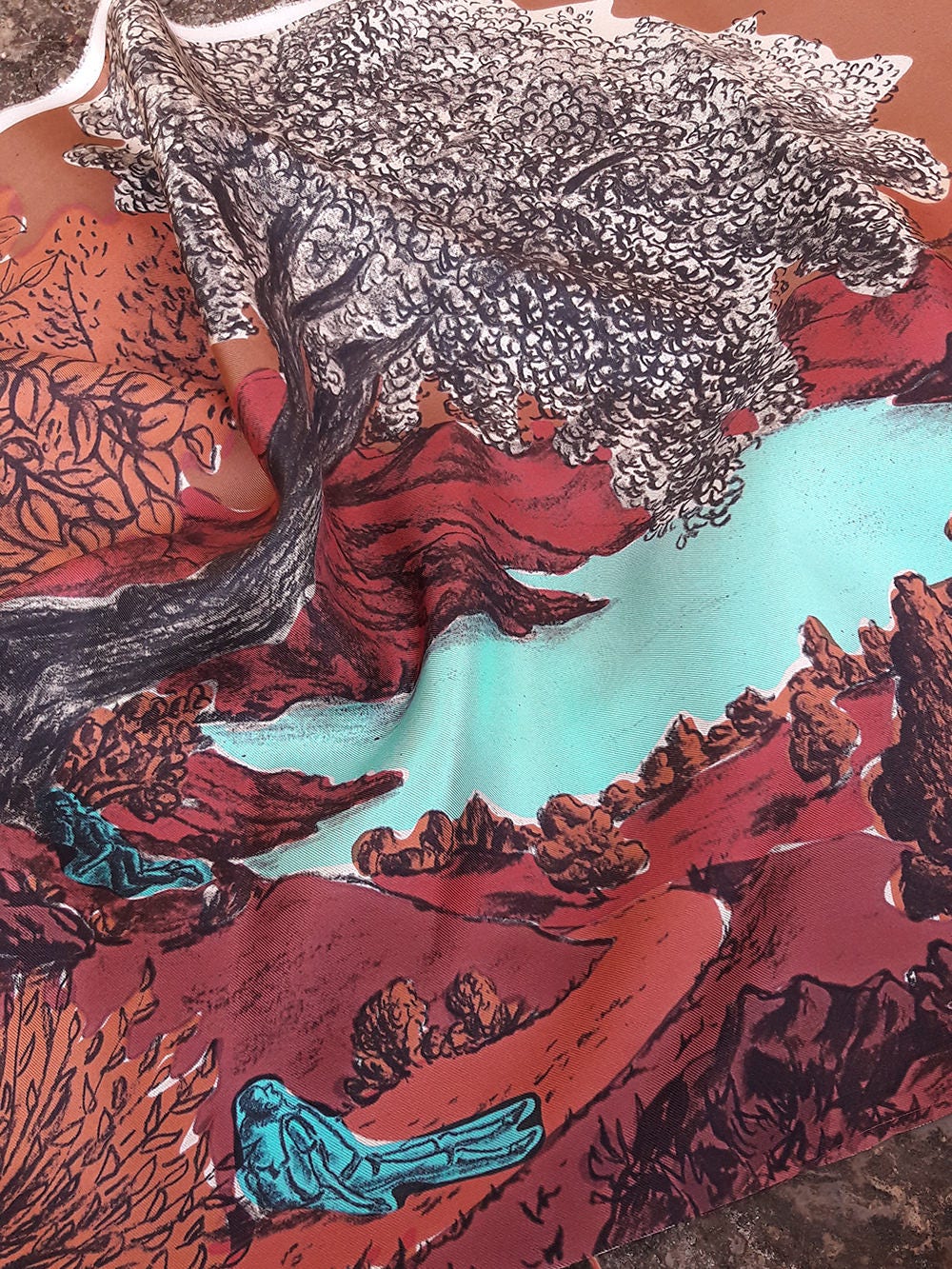 Silk's Scarf, Rectangular, With Spectacular Mountains's Landscape Where ...