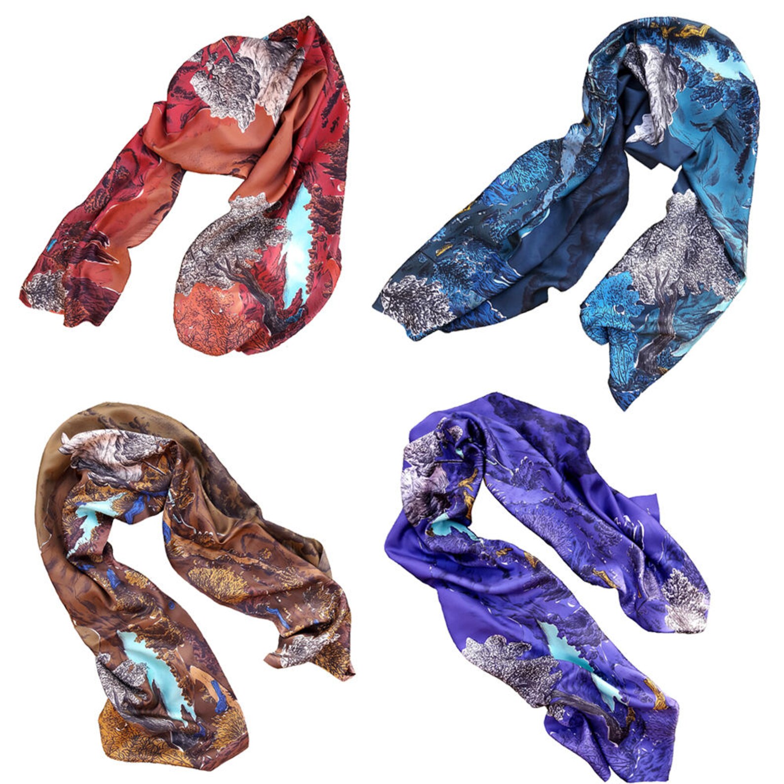 Silk's Scarf, Rectangular, With Spectacular Mountains's Landscape Where ...