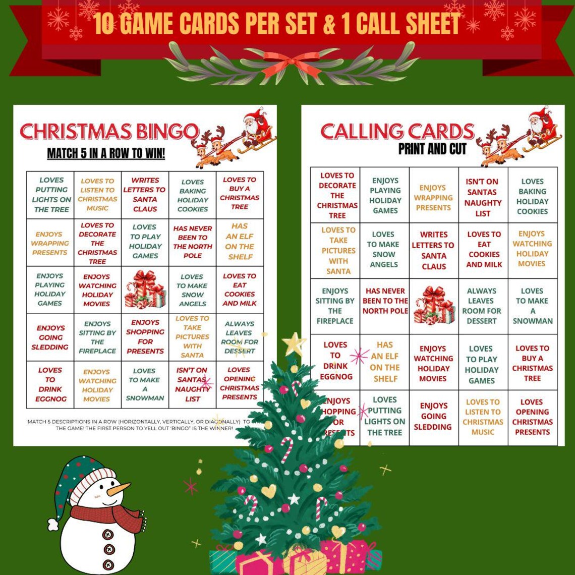 30 Christmas Printable Bingo Cards | Printable Bingo Cards With Calling ...