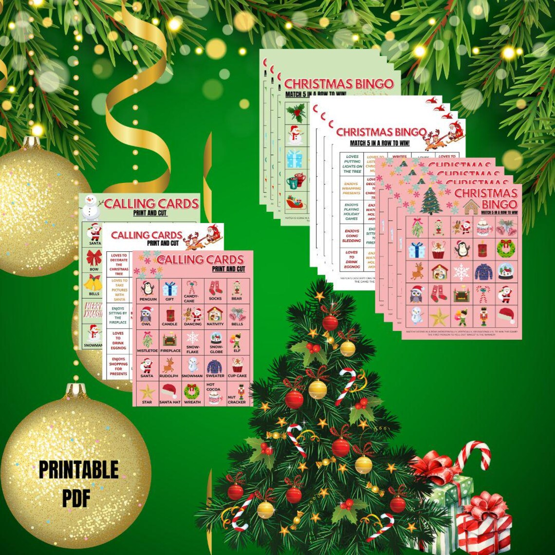 30 Christmas Printable Bingo Cards | Printable Bingo Cards With Calling ...