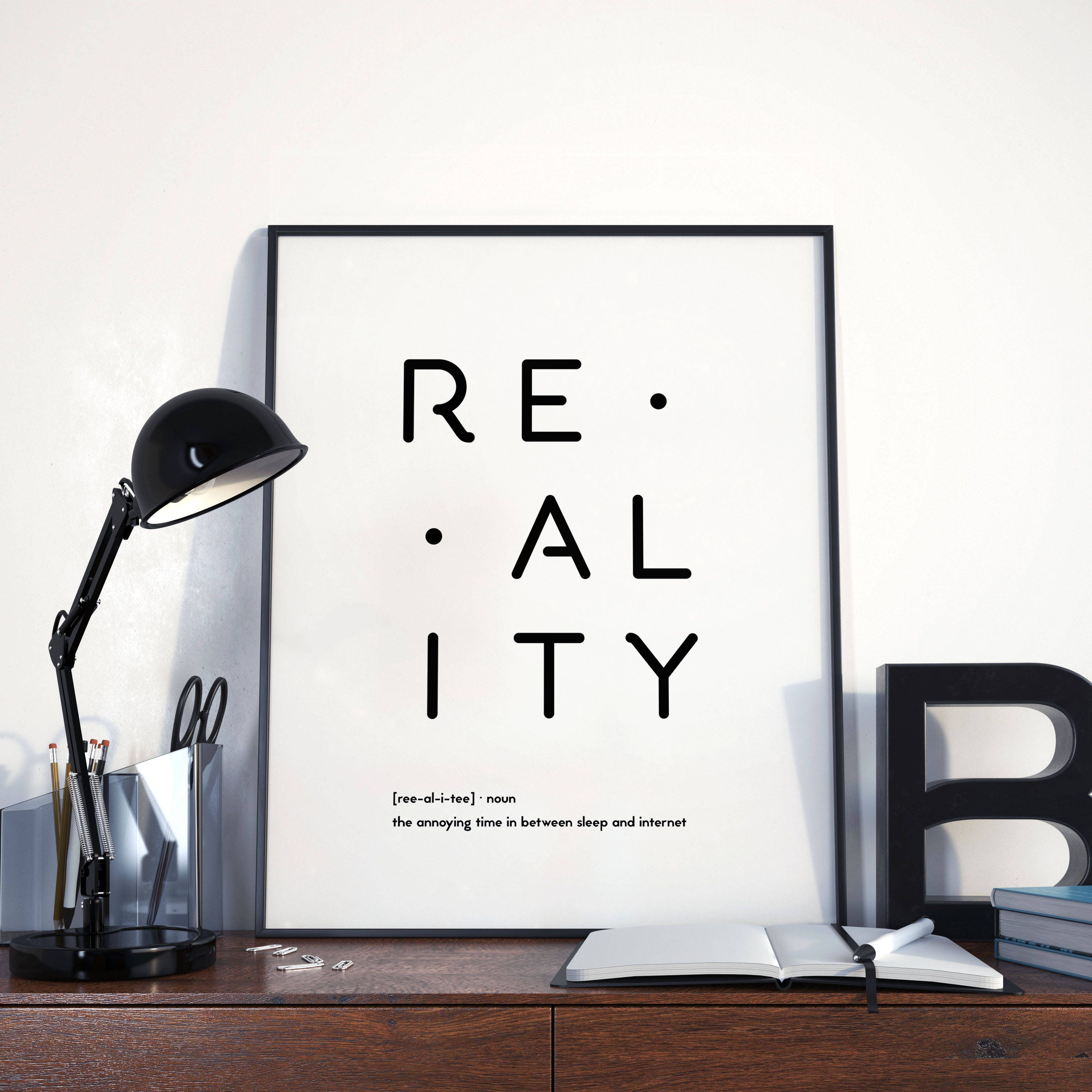 Reality Definition Print Minimal Design Wall Art Pegboard Design ...