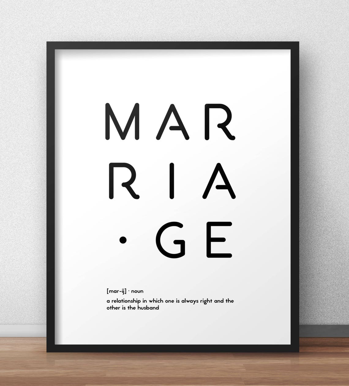 Marriage Definition Print Minimal Design Wall Art Pegboard Design ...