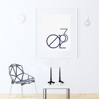 Numbers Poster 0 1 2 3 Zero One Two Three Dorm Wall Art Blue Digits ...