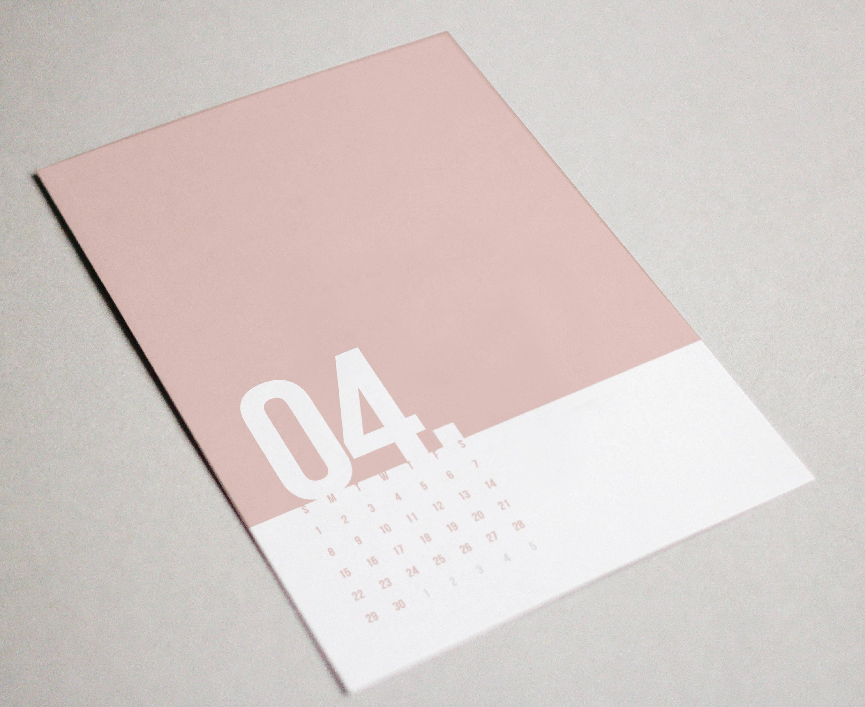 Mini-Kalender 2024, Postkarten, 12 Monate, Rosa, Braun, Pantone-Farben ...