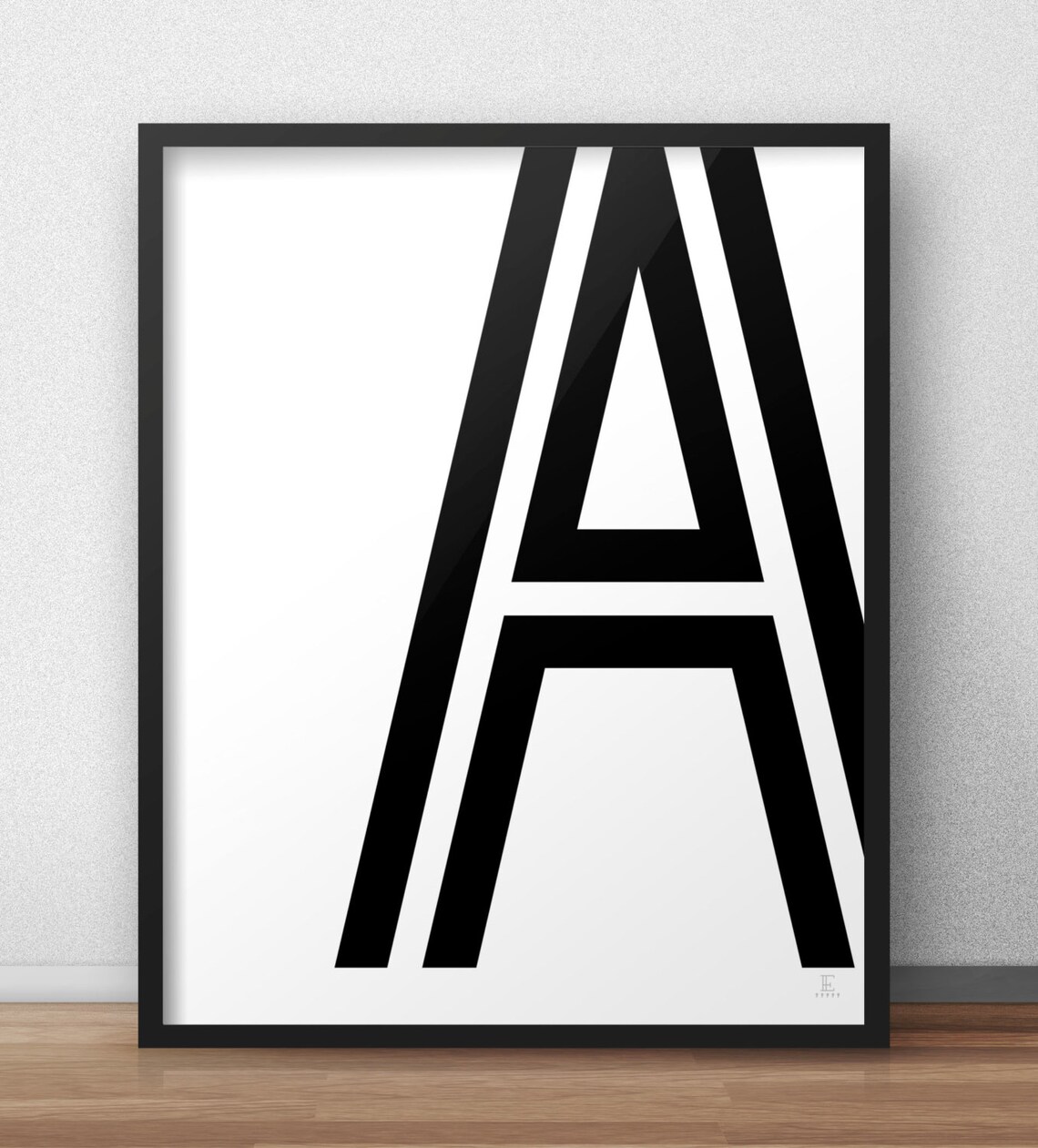 Alphabet Letters Print Lettering Typography Font Wall Art Black and ...