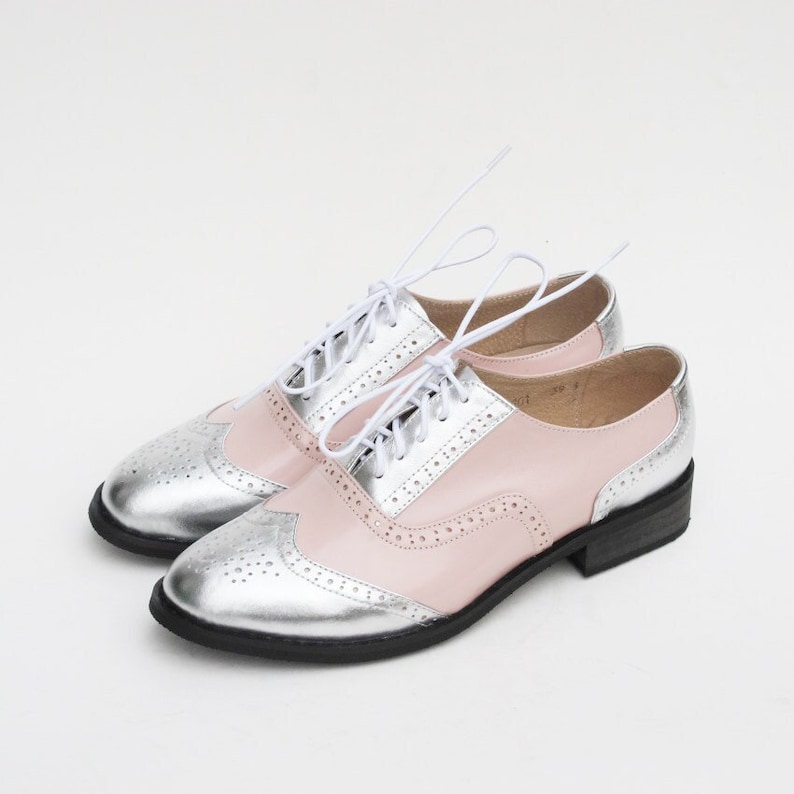 Leather Handmade Pink Silver Vintage-inspired Wedding Gifts Oxfords ...