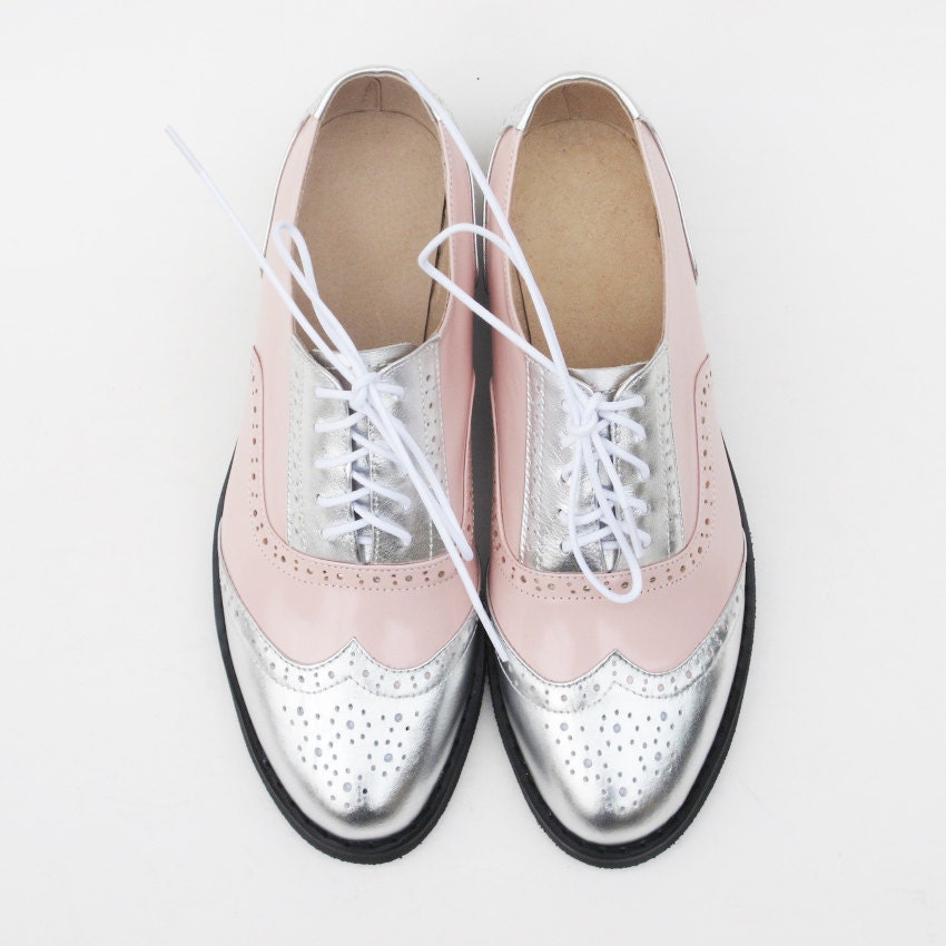 Leather Handmade Pink Silver Vintage-inspired Wedding Gifts Oxfords ...