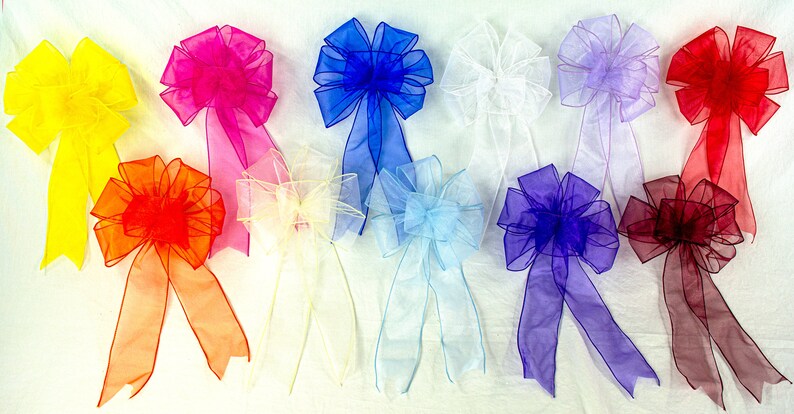 Red Hand Tied Sheer Bow - Wreath Bow - Bow for Flower Arrangement - Etsy