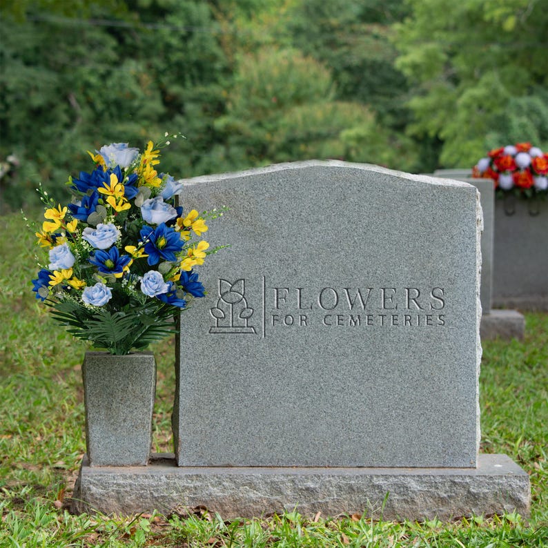 Blue Rose & Lotus Cemetery Flower Arrangement for Vase - Etsy