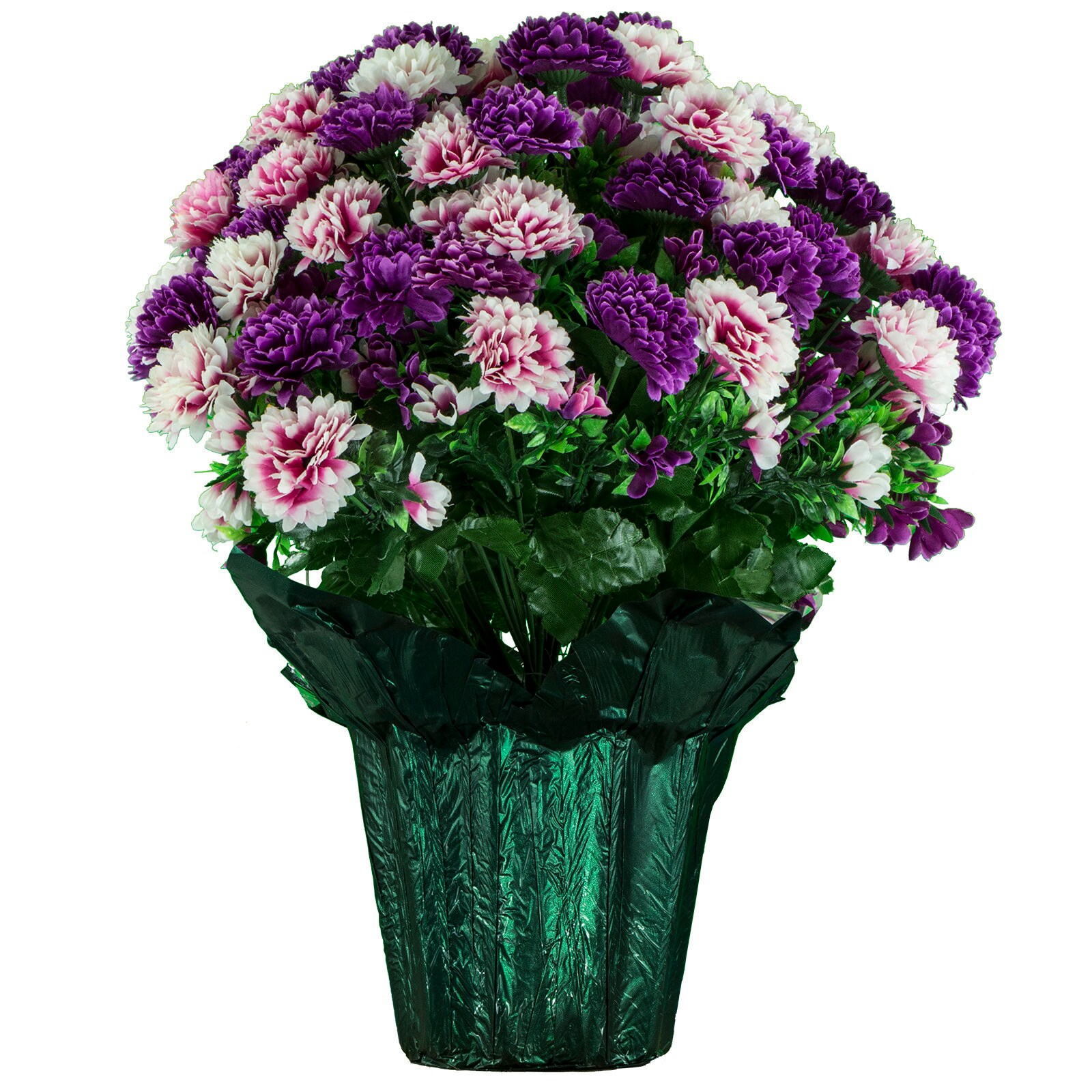 Artificial Garden Mum Plant in Green Flower Pot Pink and - Etsy