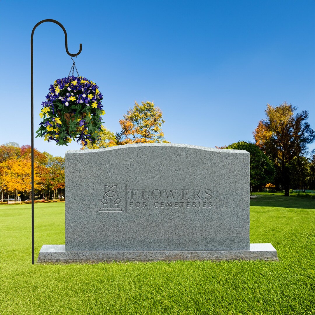 Hanging Basket for Cemetery - Artificial Purple and Yellow Floral ...