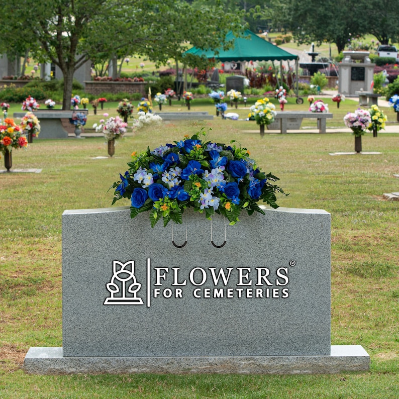 Blue Roses and Hydrangeas Cemetery Saddle - Fathers Day Cemetery ...