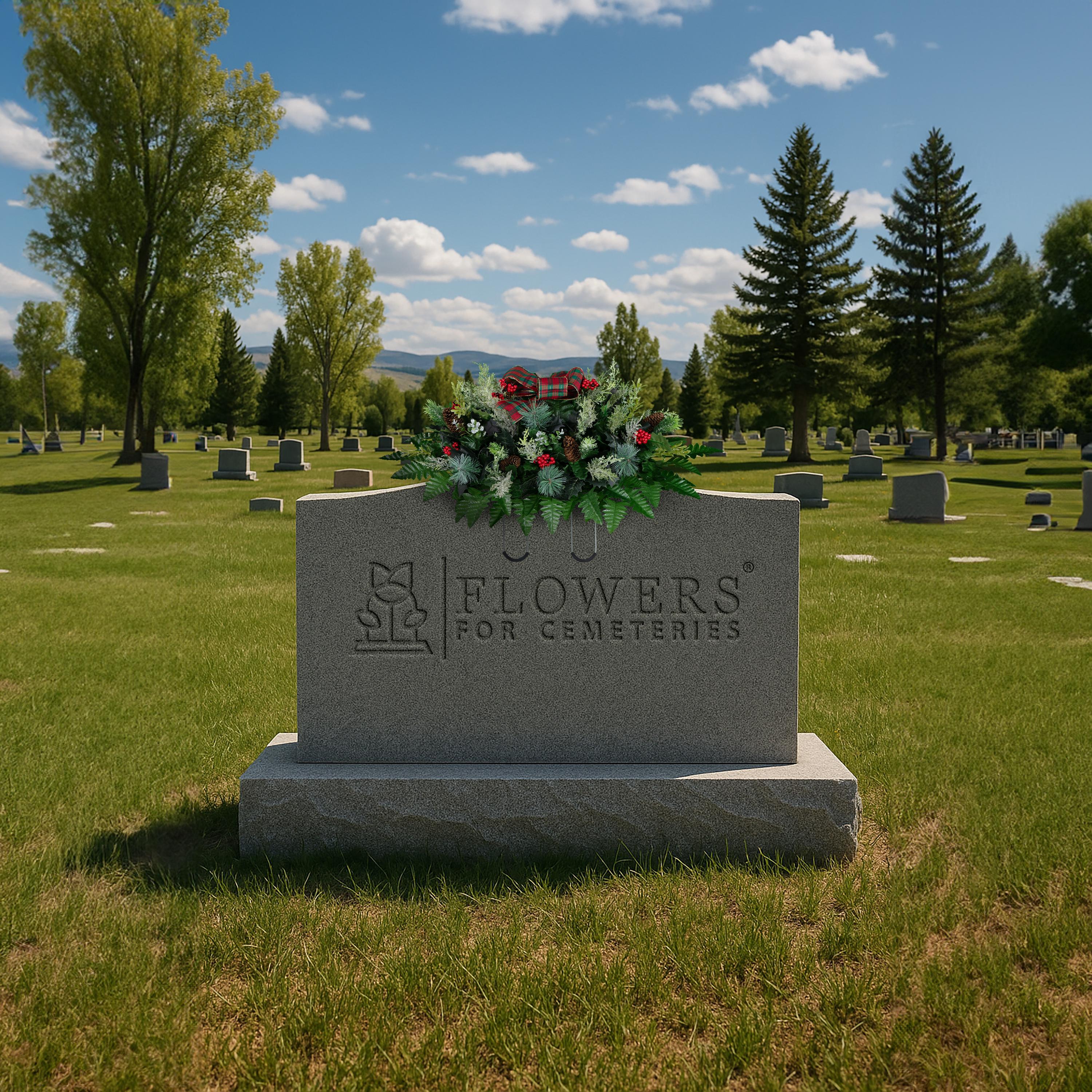 Evergreen Christmas Tree Cemetery Saddle for Headstone - Etsy