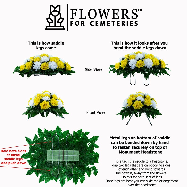 Spring Lime Green Mums and Pink Roses Cemetery Saddle and - Etsy