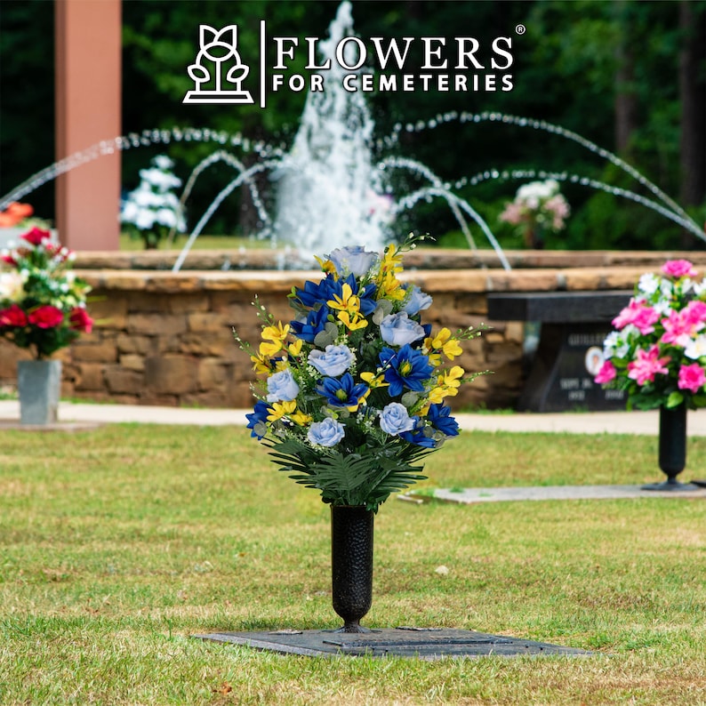 Blue Rose & Lotus Cemetery Flower Arrangement for Vase - Etsy