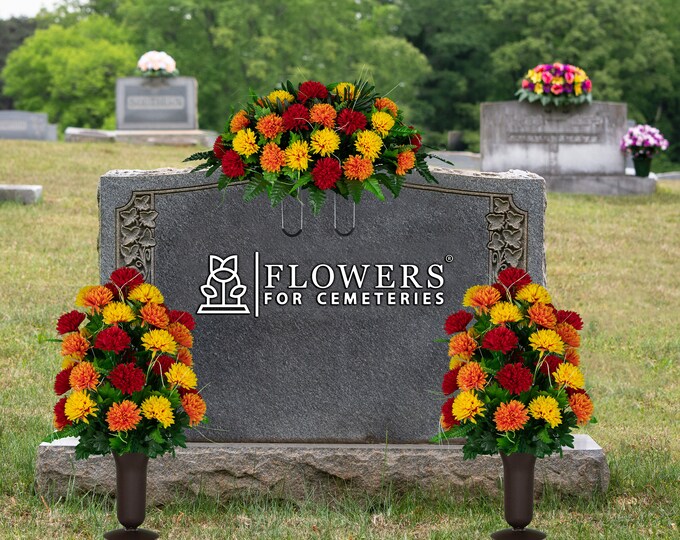 Fall Cemetery Cross, Funeral Flowers, Cemetery Flowers, Grave Flowers ...