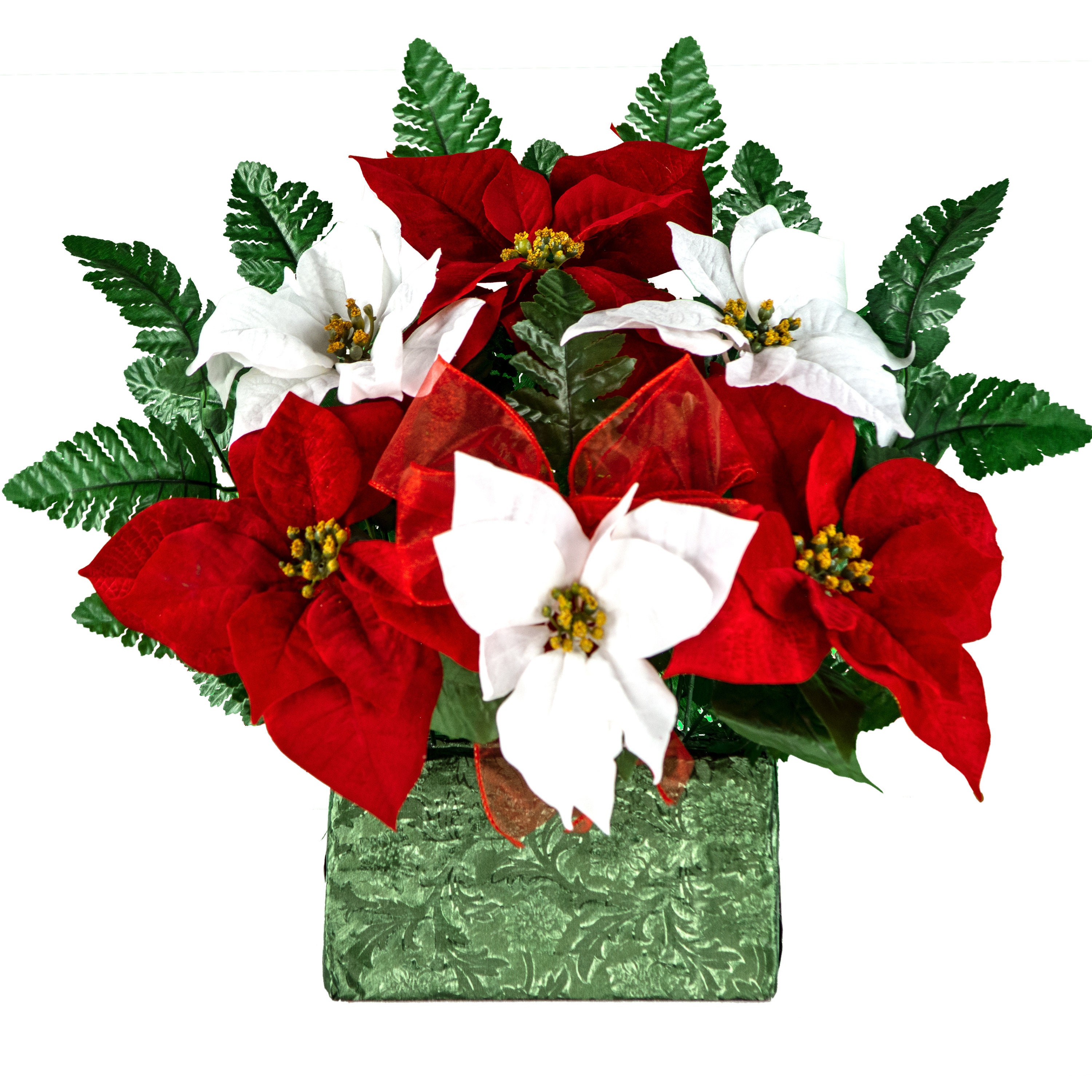 White Poinsettia Arrangement Etsy