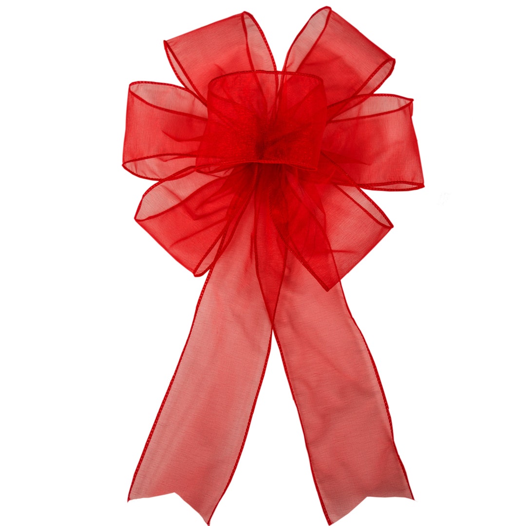 Red Hand Tied Sheer Bow - Wreath Bow - Bow for Flower Arrangement - Etsy
