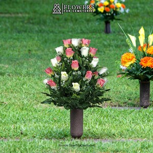 Pink and White Rose Buds Cemetery Arrangement for Vase - Winter Flowers ...