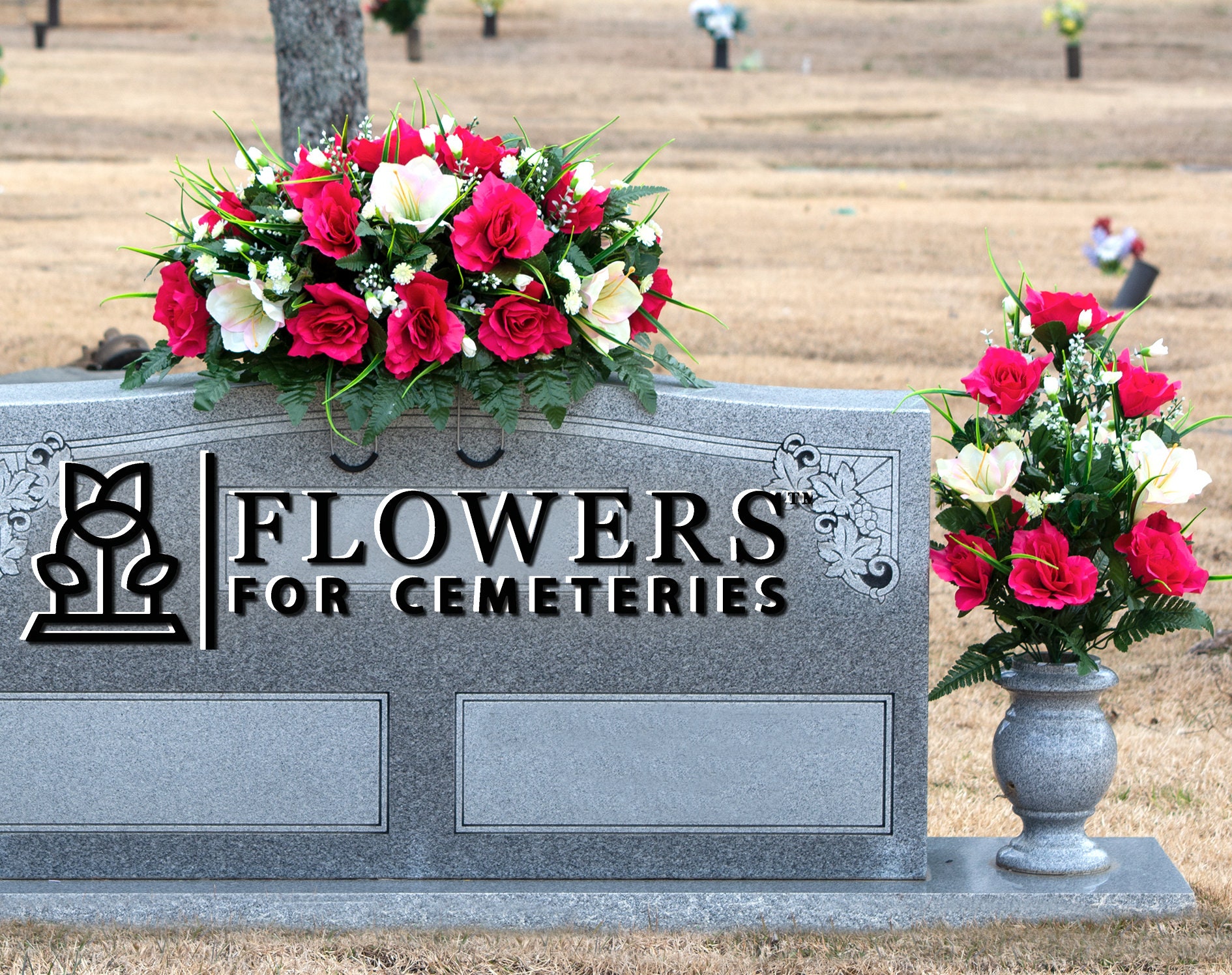 Blank Tombstone With Flowers