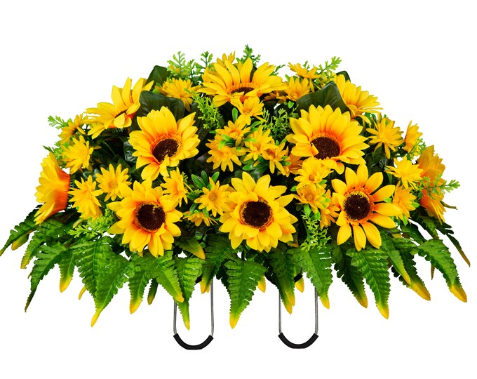 Cemetery Flower Arrangement for Headstone - Sunflowers and Two Tone ...