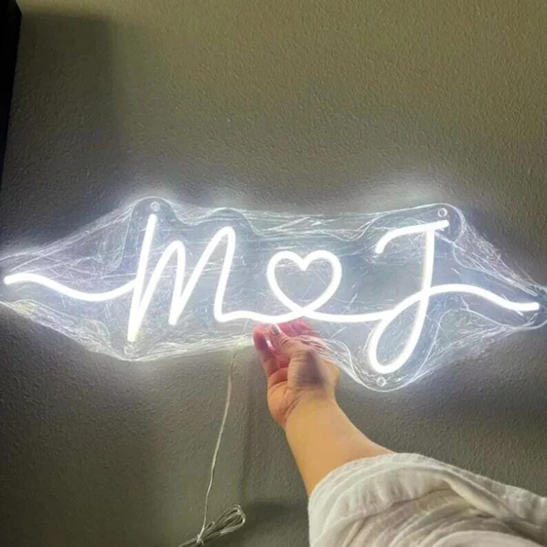 Initial Neon Sign Custom Wedding Decor, Led Sign Custom Wall Decor ...