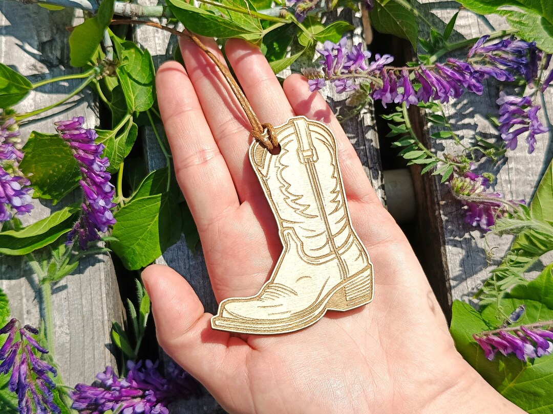 Cowboy Boot Reusable Car Air Freshener, Laser Engraved Wood, Fragrance ...