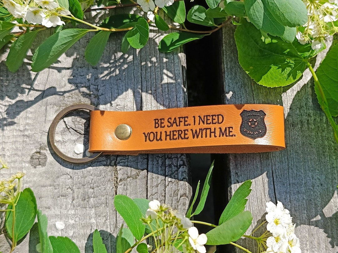 Police Officer Keychain, 28 COLORS Premium Leather Keyring ...