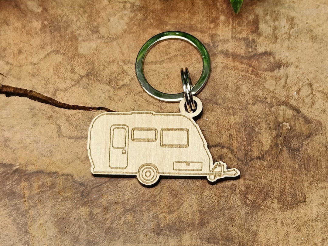Trailer Keychain, Wooden Keyring, Personalised, Laser Etched, Camper ...