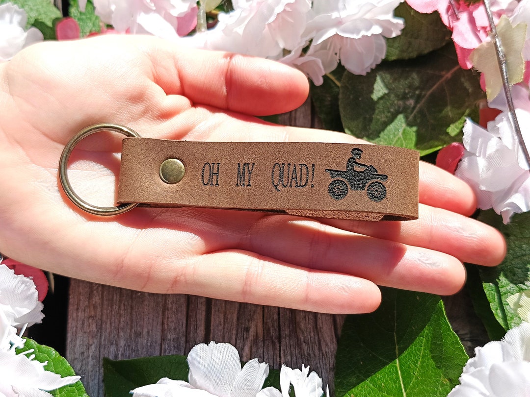 Oh My Quad / ATV Keychain, 28 COLORS Premium Leather Keyring ...